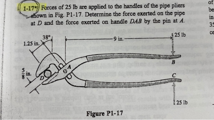 Solved of 1-17 Forces of 25 lb are applied to the handles of | Chegg.com