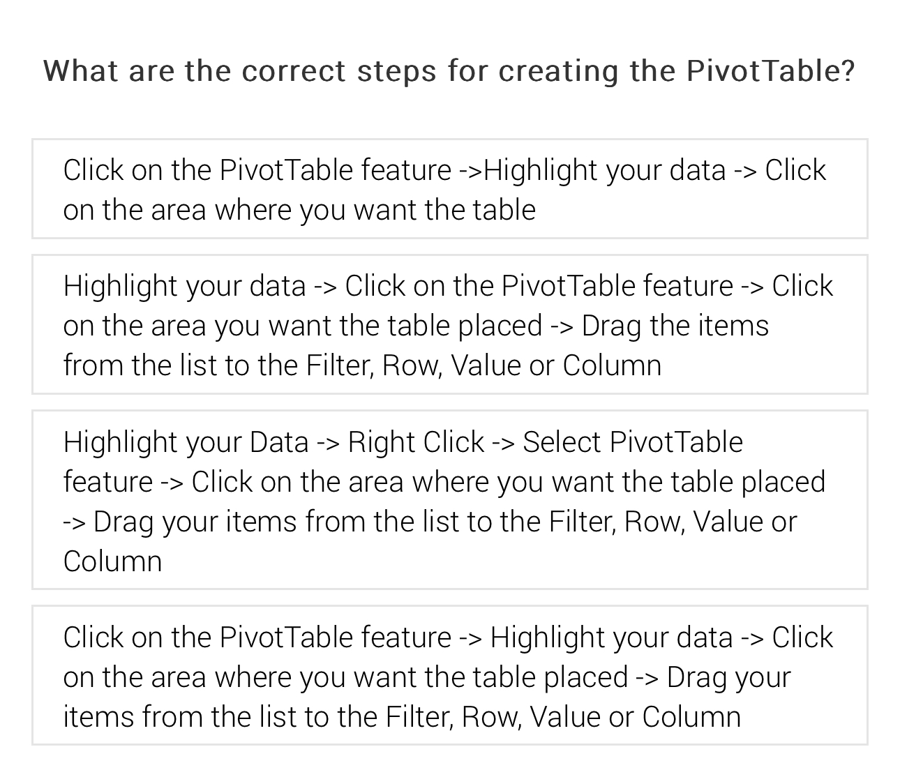 Solved What are the correct steps for creating the | Chegg.com