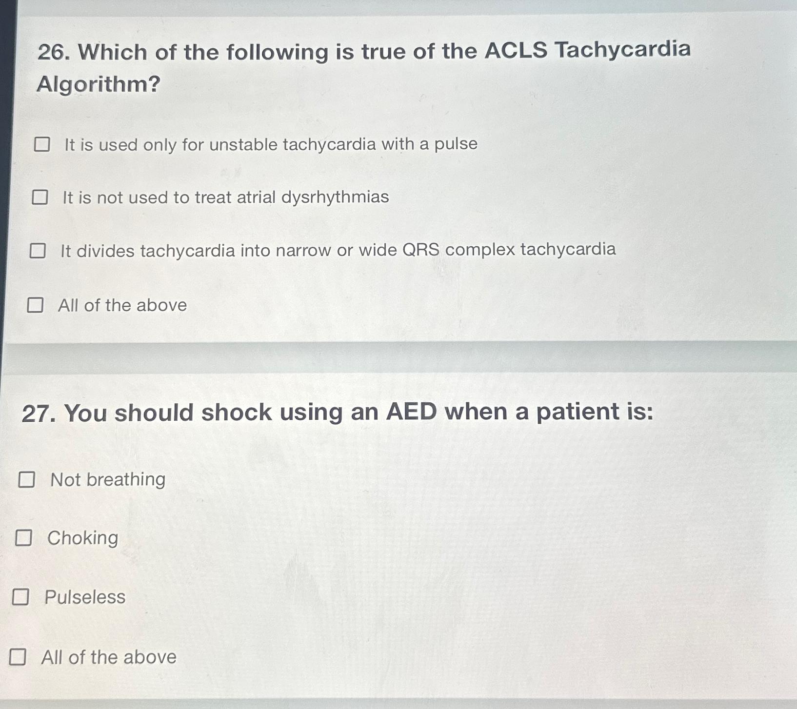 Solved Which of the following is true of the ACLS | Chegg.com