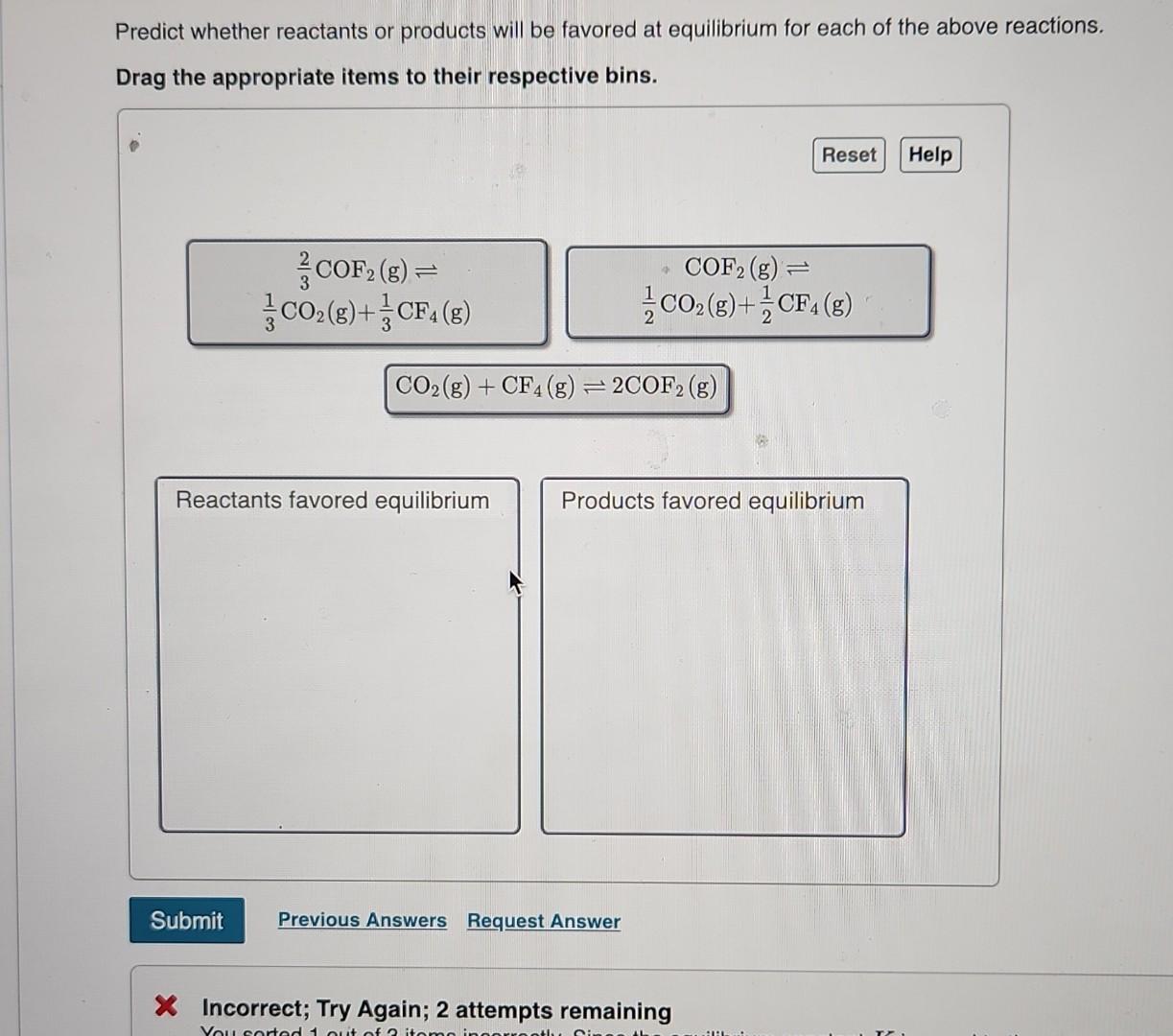 Solved Predict whether reactants or products will be favored | Chegg.com