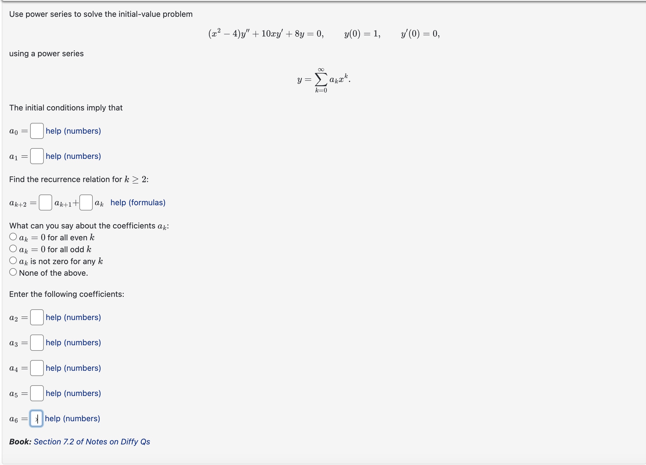 Solved Use power series to ﻿solve the initial-value | Chegg.com