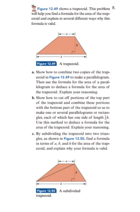 Solved Figure 12.49 shows a trapezoid. This problem 8. will | Chegg.com