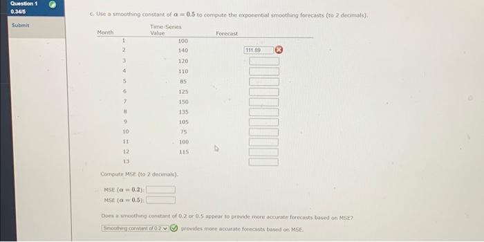Solved b. Use α=0.2 to compute the exponential smoothing | Chegg.com