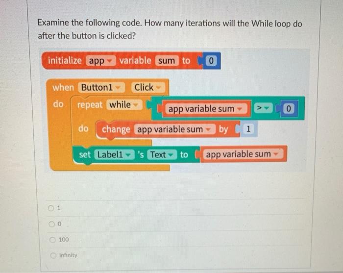 Solved Examine the following code. How many iterations will | Chegg.com
