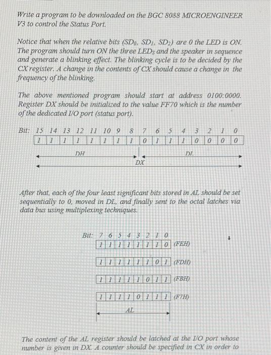 Solved Write a program to be downloaded on the BGC 8088 | Chegg.com
