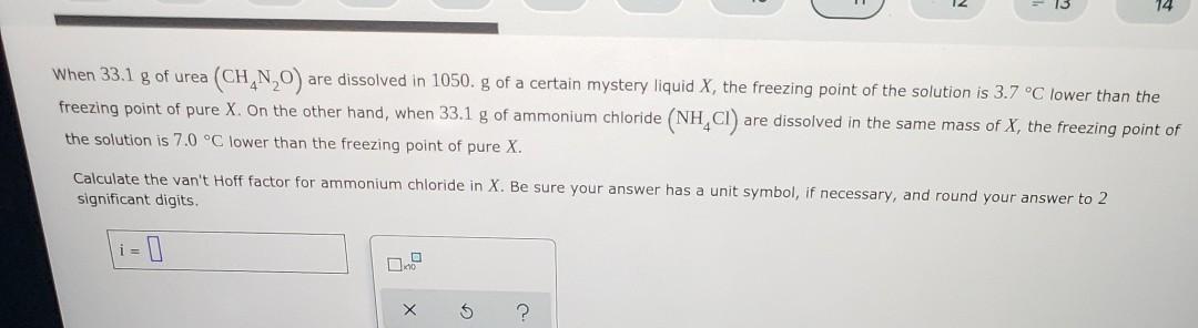 Solved When 33.1 g of urea (CH,N,0) are dissolved in 1050. g | Chegg.com