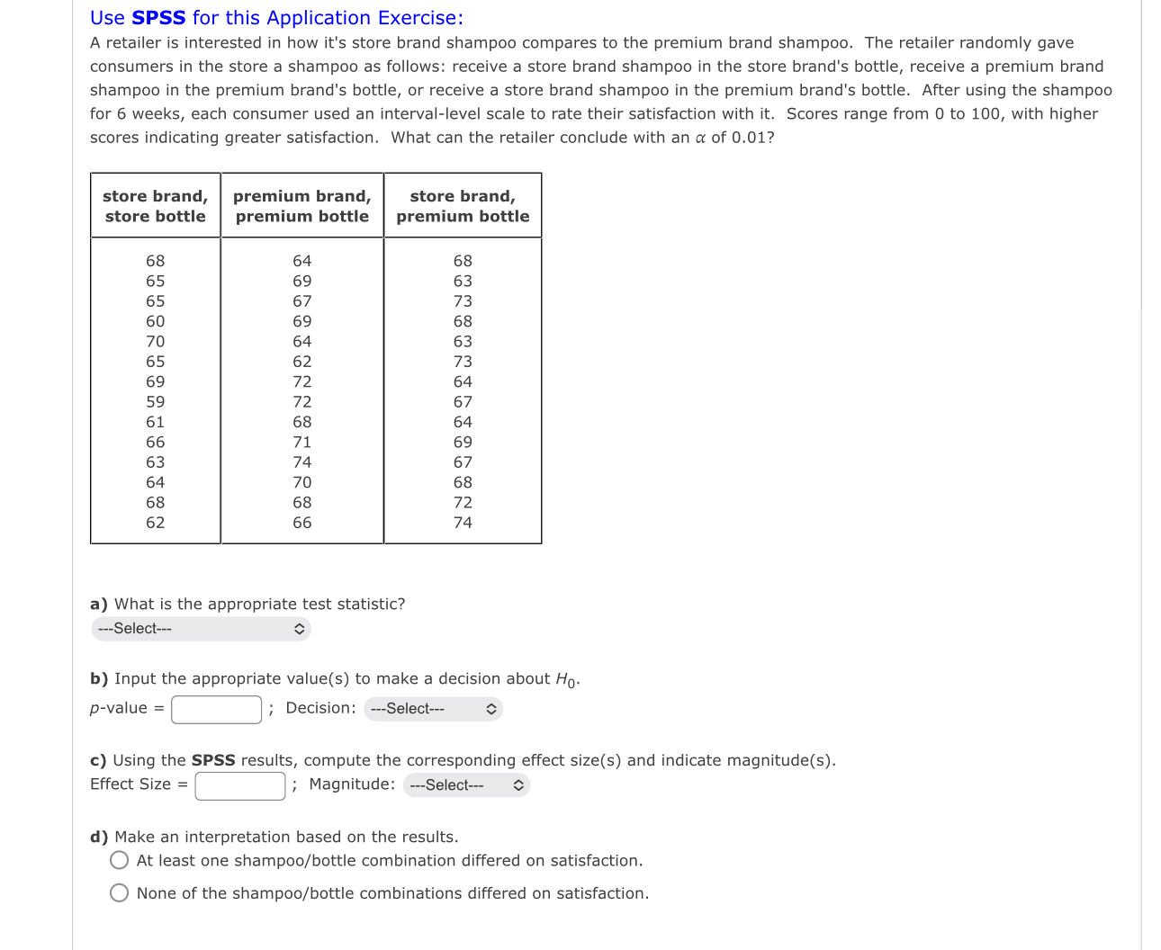 Solved Use SPSS for this Application Exercise: A retailer is | Chegg.com