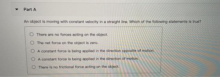 Solved Part A An object is moving with constant velocity in | Chegg.com