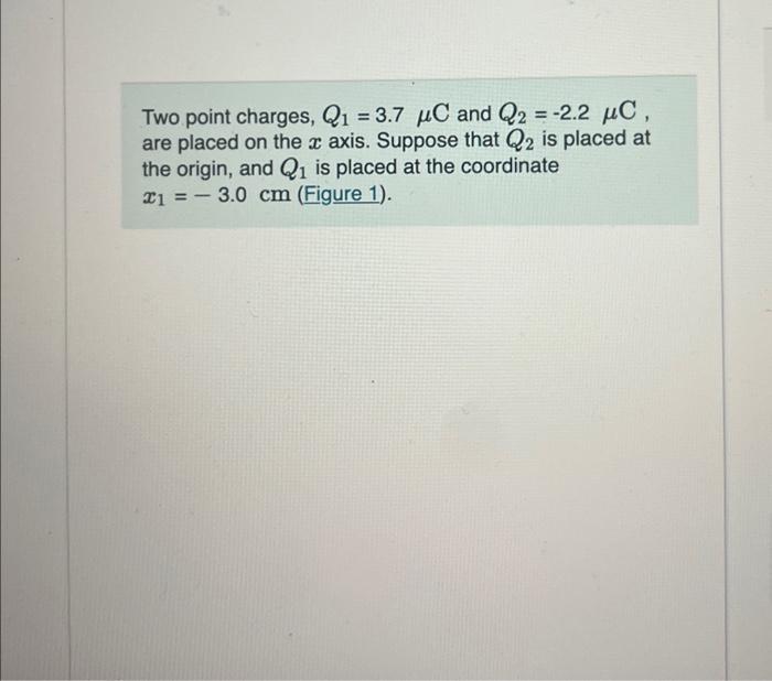Solved Two point charges, Q1=3.7μC and Q2=−2.2μC, are placed | Chegg.com