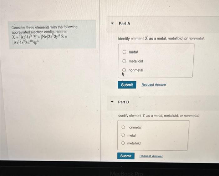 Solved Consider three elements with the following | Chegg.com