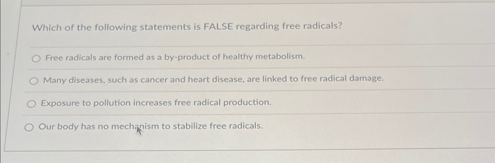 Solved Which of the following statements is FALSE regarding | Chegg.com