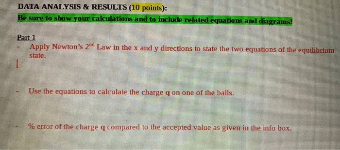 PART 1: Calculating the charge on the pith balls: | Chegg.com