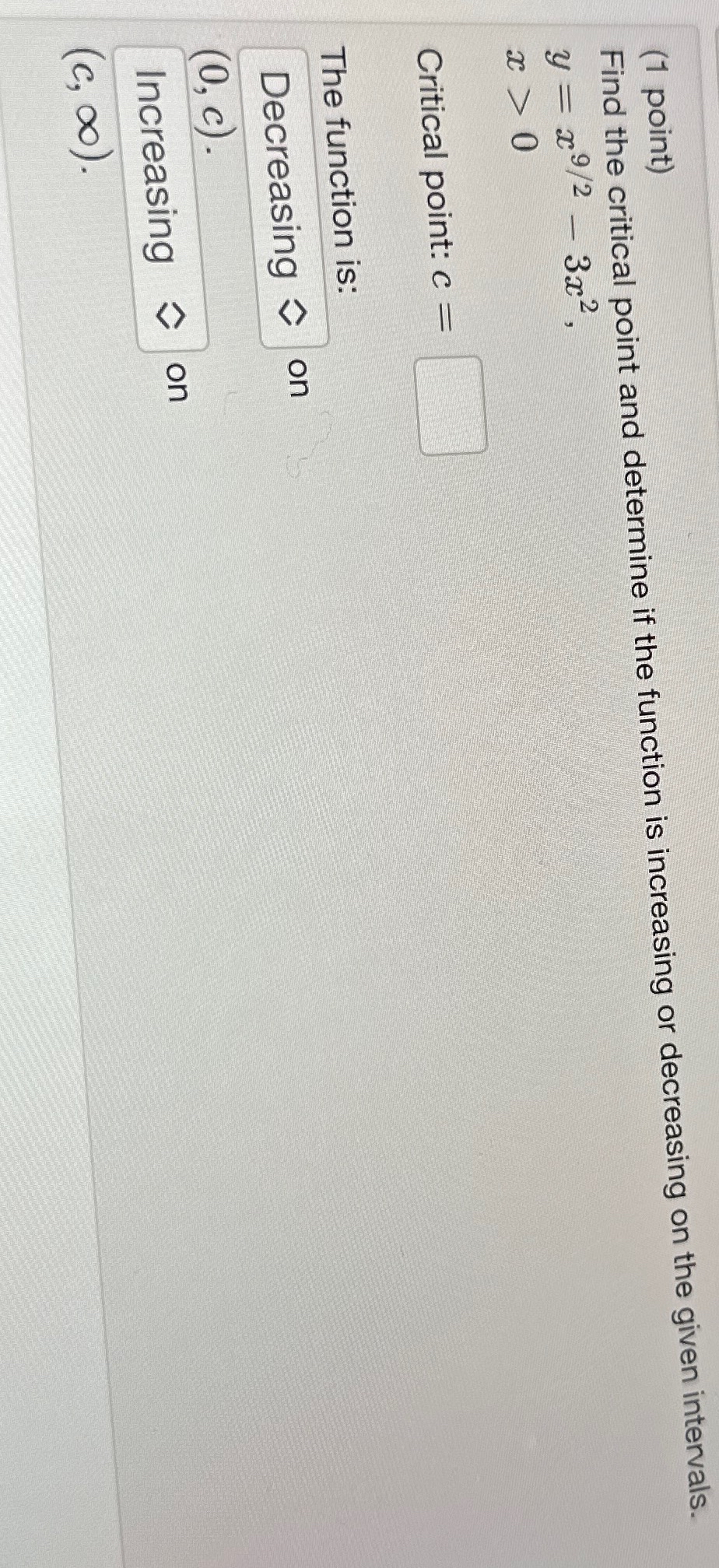 Solved (1 ﻿point)Find the critical point and determine if | Chegg.com
