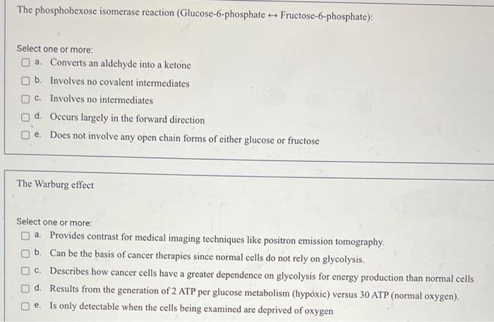 Solved The phosphohexose isomerase reaction | Chegg.com