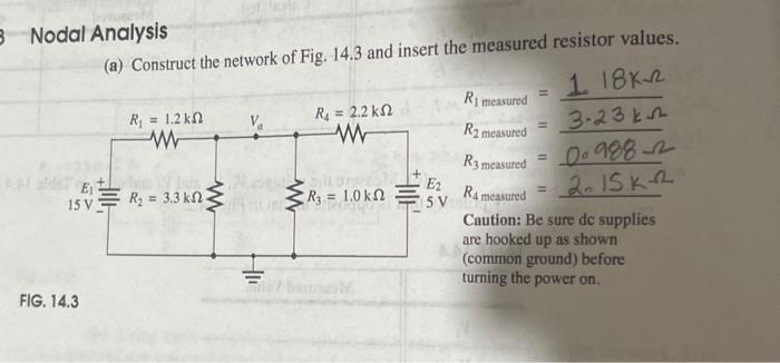 Solved Nodal Analysis (a) Construct the network of Fig. 14.3 | Chegg.com