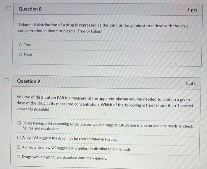 Solved Volume of distribution of a drug is expressed as the | Chegg.com