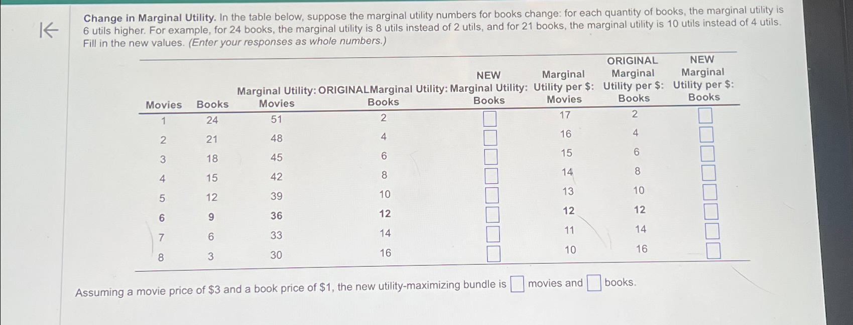 Solved Change in Marginal Utility. In the table below, | Chegg.com