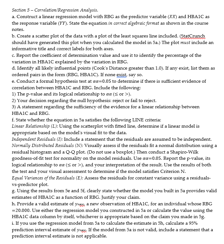 Solved Section 5 Correlationregression Analysisa
