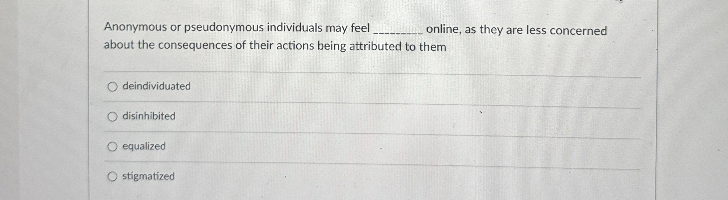Solved Anonymous or pseudonymous individuals may feel q, | Chegg.com