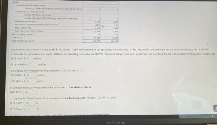 Solved Direct Computation of Nonoperating Return with | Chegg.com