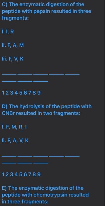 Solved E) The enzymatic digestion of the peptide with | Chegg.com