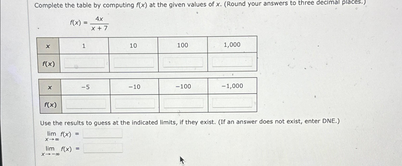 Solved Complete the table by computing f(x) ﻿at the given | Chegg.com