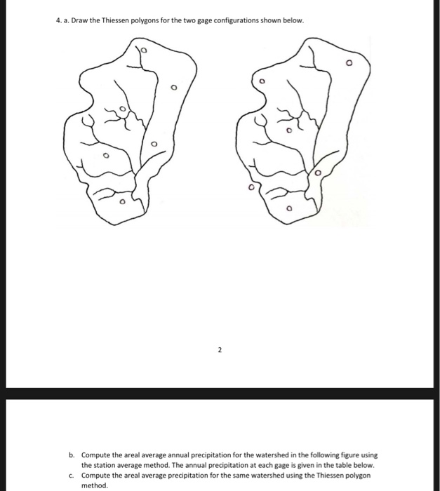 Solved 4. a. Draw the Thiessen polygons for the two gage | Chegg.com