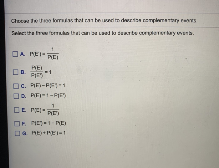 Solved Choose the three formulas that can be used to | Chegg.com