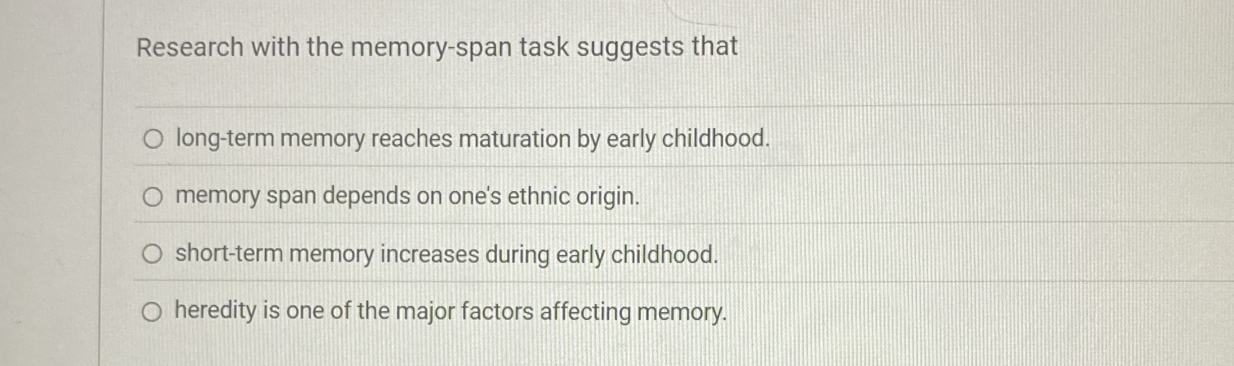 Solved Research with the memory-span task suggests | Chegg.com