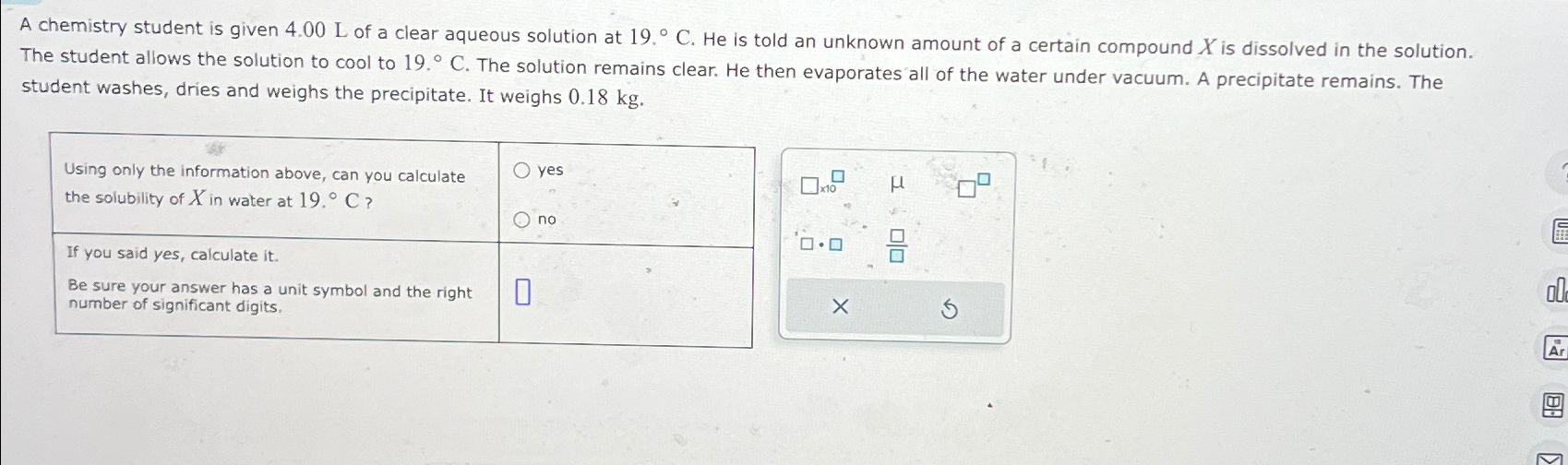 Solved A chemistry student is given 4.00L ﻿of a clear | Chegg.com