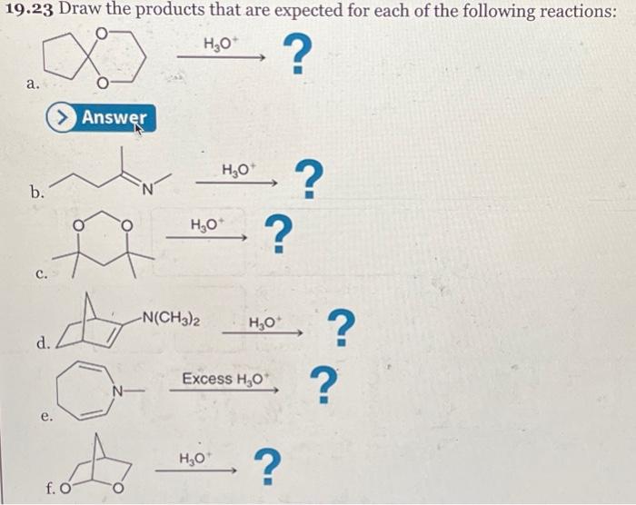Solved H3O+ a. b. c. d. Excess H3O+ e. f. | Chegg.com