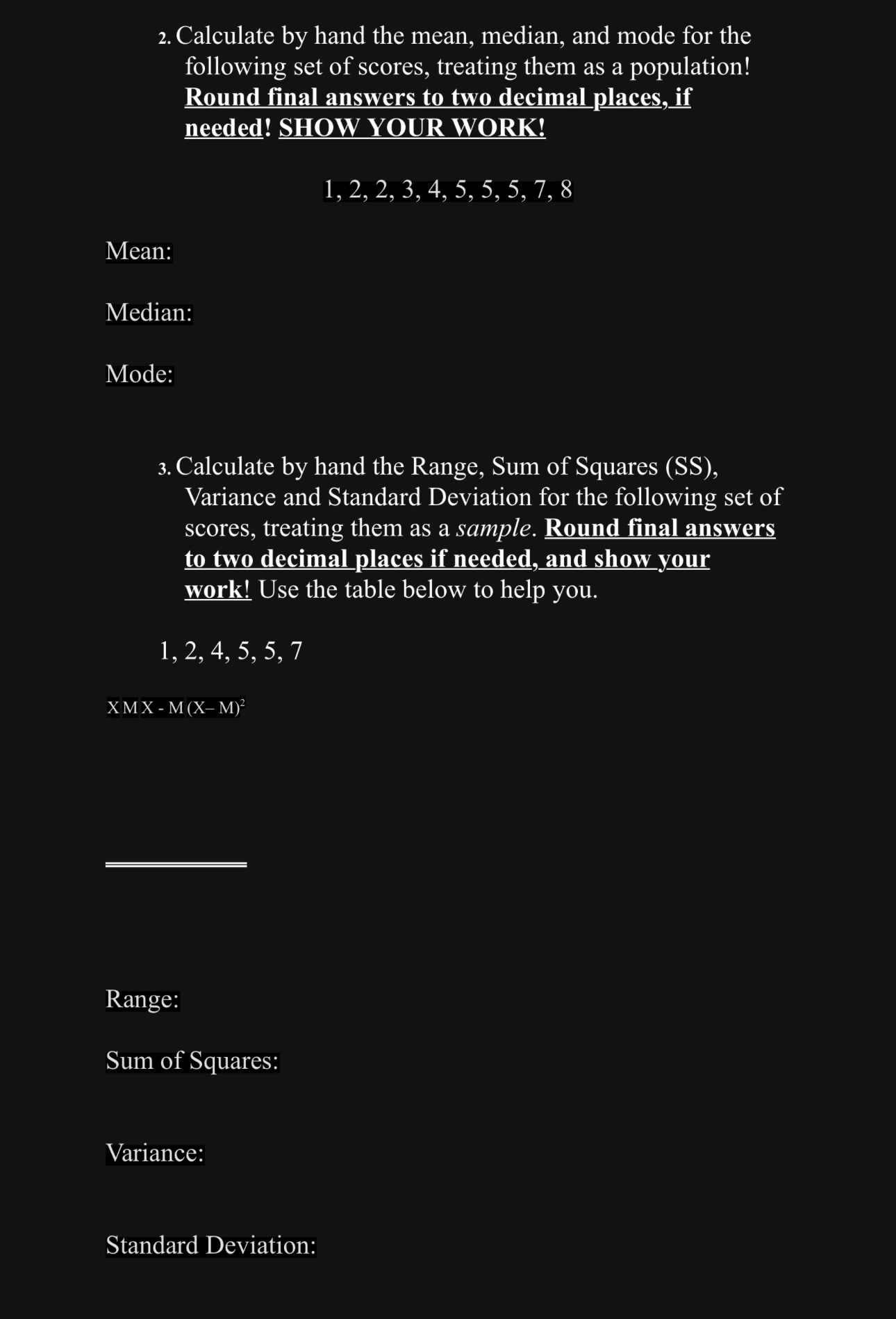 Solved Calculate by hand the mean, median, and mode for | Chegg.com