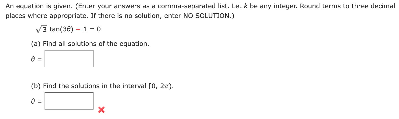 Solved An equation is given. (Enter your answers as a | Chegg.com