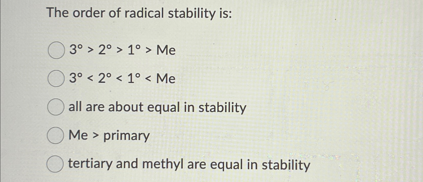 Solved The order of radical stability | Chegg.com