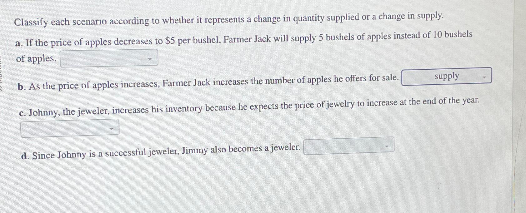 Solved Classify each scenario according to whether it | Chegg.com