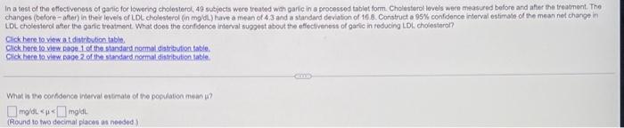 Solved In a test of the effectiveness of ganic for loworing | Chegg.com