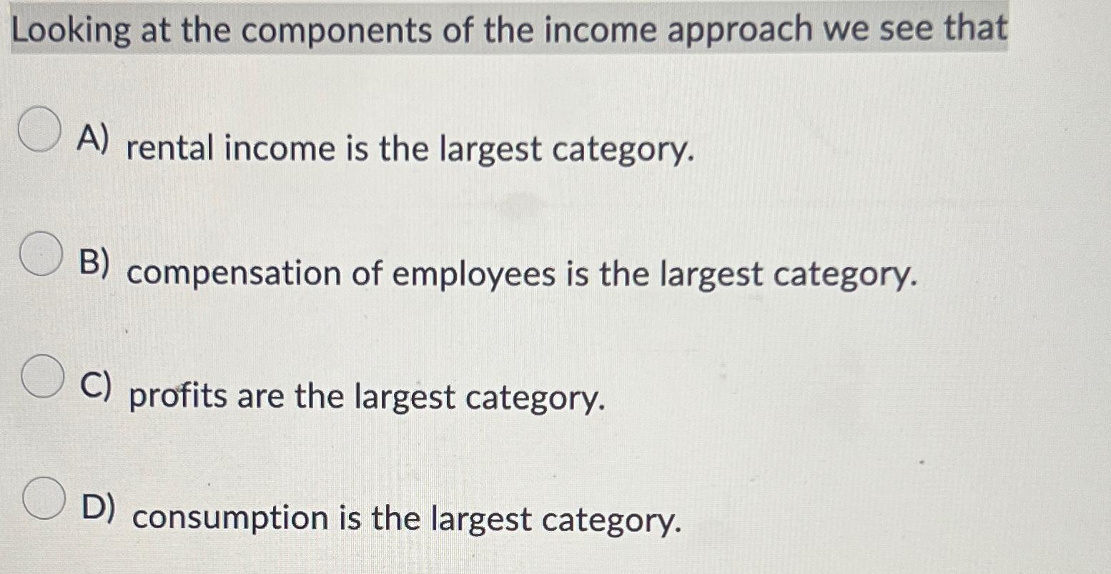 Solved Looking at the components of the income approach we | Chegg.com