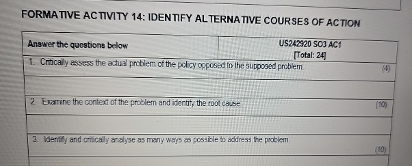 Solved FORMATIVE ACTIVITY 14: IDENTIFY ALTERNA TIVE COURSES | Chegg.com