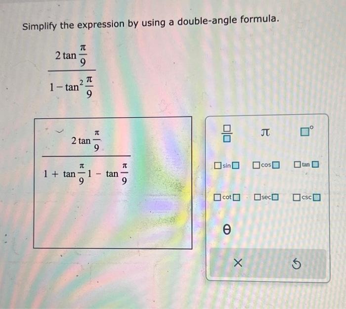 Simplify the expression by using a double-angle | Chegg.com