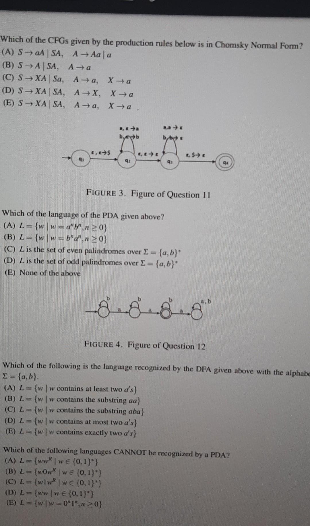 Solved Which of the CFGs given by the production rules below | Chegg.com