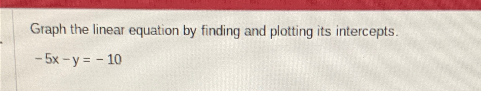Solved Graph the linear equation by finding and plotting its | Chegg.com