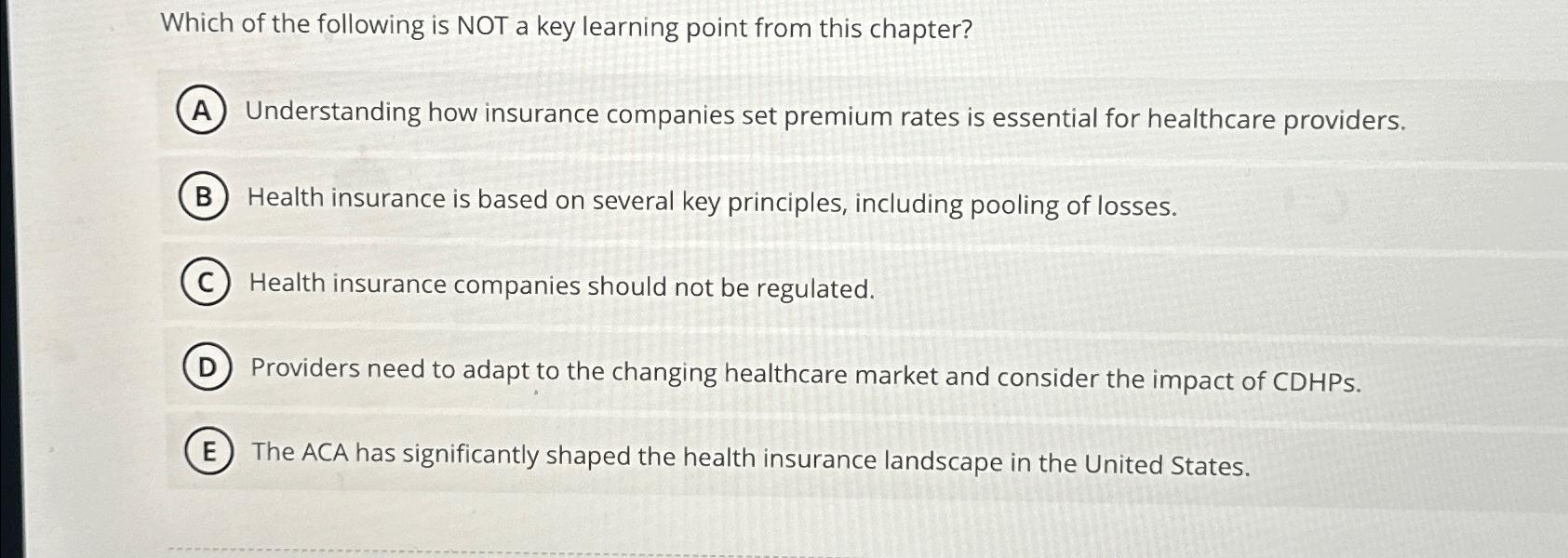Solved Which of the following is NOT a key learning point | Chegg.com