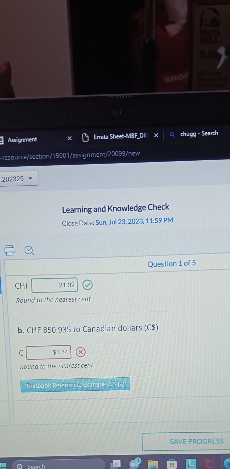 Solved Round to the nearest cent b. CHF 850,935 to Canadian | Chegg.com