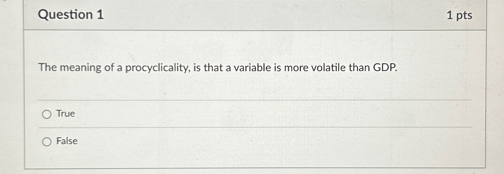 Solved Question 11 ﻿ptsThe meaning of a procyclicality, is | Chegg.com