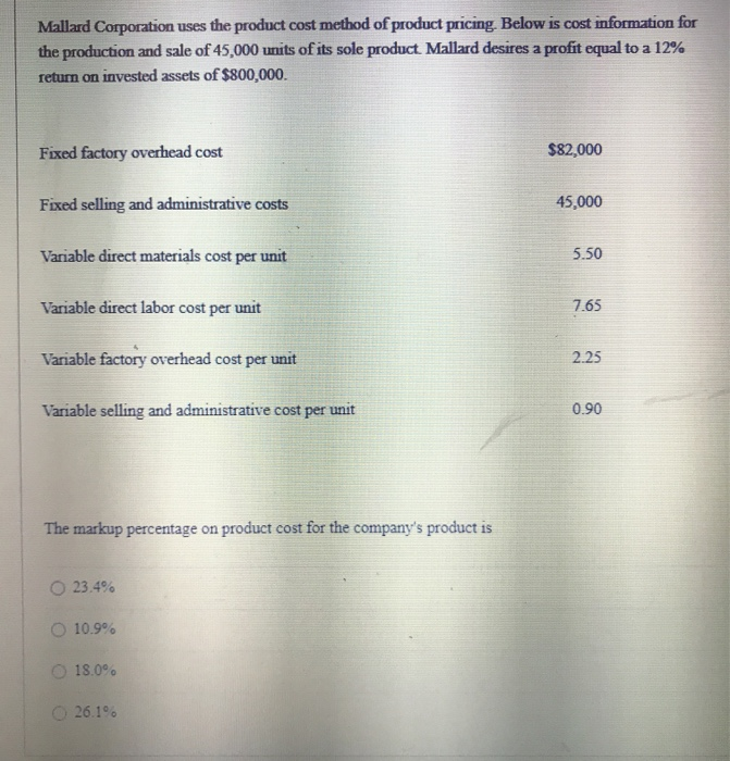 Solved Mallard Corporation Uses The Product Cost Method Of Chegg solved-mallard-corporation-uses-the-product-cost-method-of-chegg