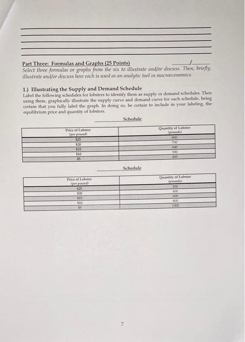 Solved Part Three: Formulas and Graphs (25 Points) Select | Chegg.com