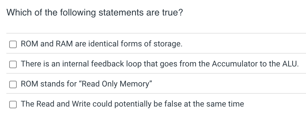 Solved Which of the following statements are true?ROM and | Chegg.com