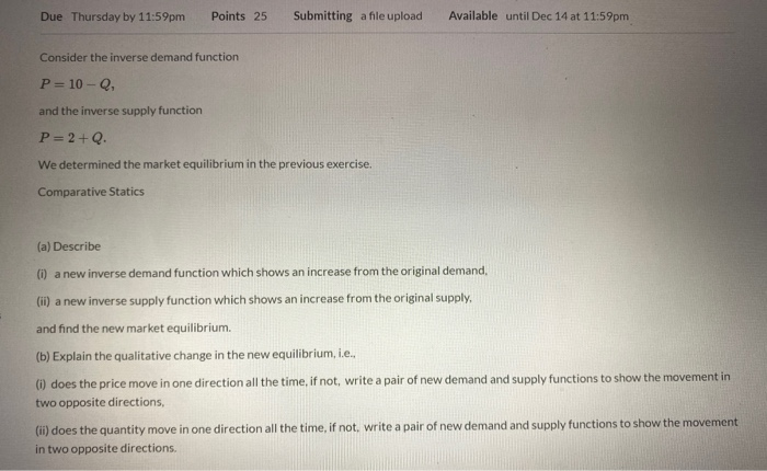 Consider the inverse demand function P = 10 - Q and | Chegg.com