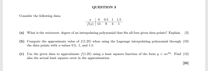 Solved QUESTION 3Consider the following | Chegg.com