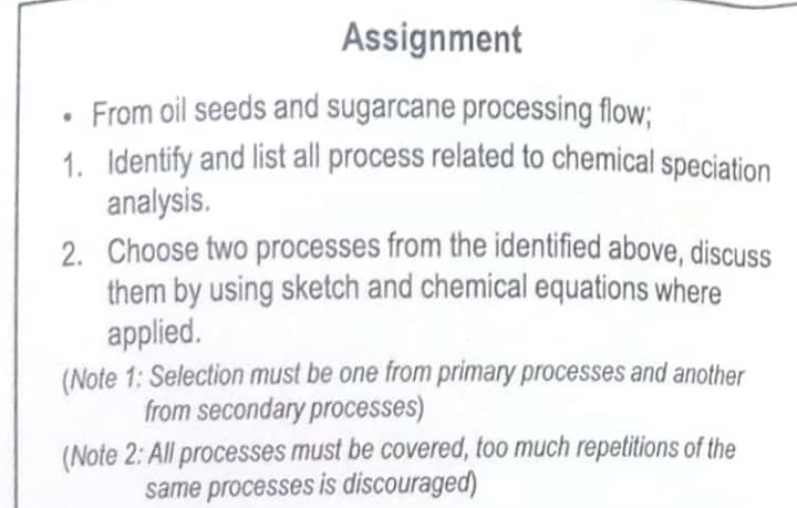 Solved AssignmentFrom oil seeds and sugarcane processing | Chegg.com